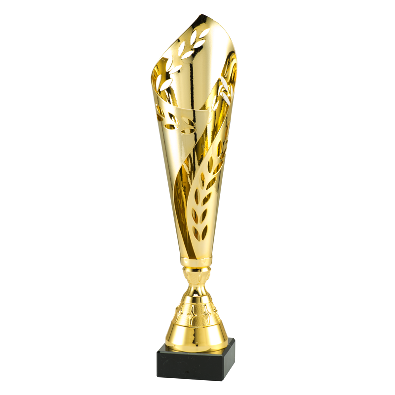 Gouden trofee Sem met gestanste laurierbladeren - vanaf 35,5 cm ...