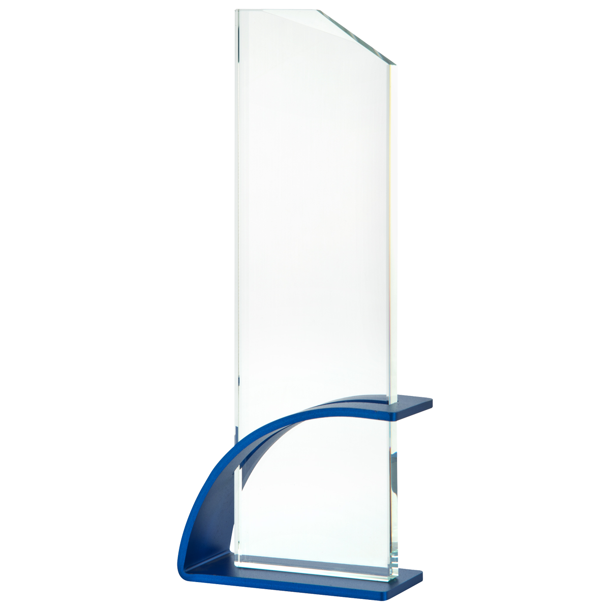 Glass award with blue stand | Budgettrophy